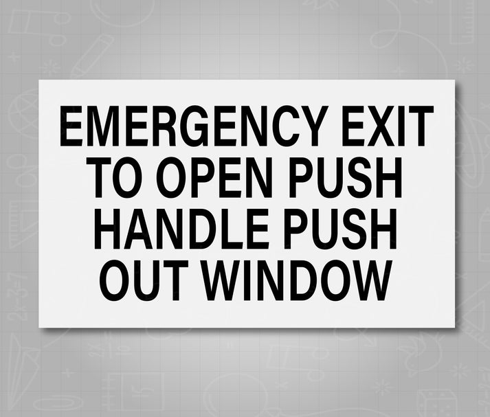 Emergency Exit Push Handle Push Out Window - School Bus Decal Sticker ...